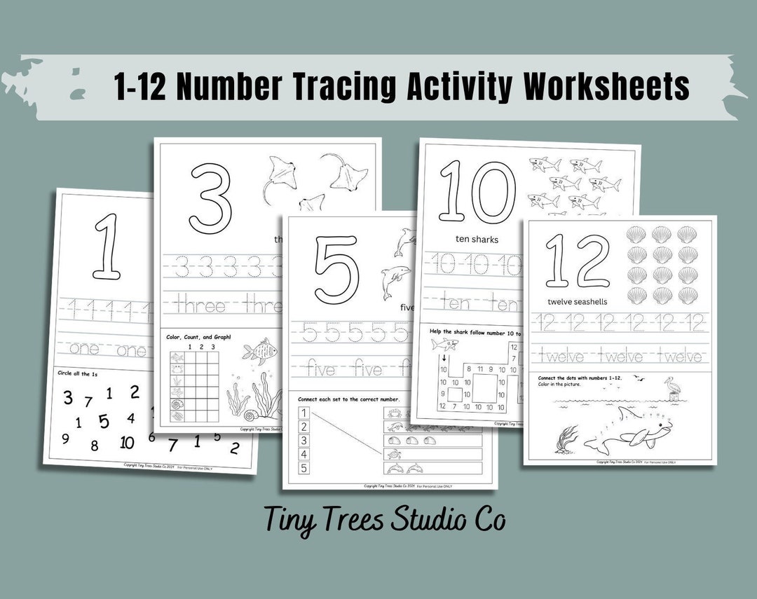1-12 Number Tracing Activities Bundle, Preschool and Kindergarten ...