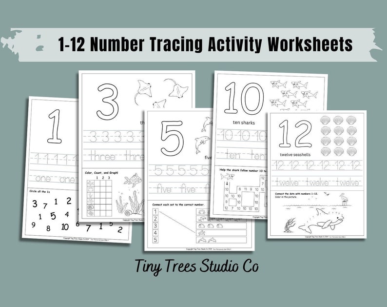 1-12 Number Tracing Activities Bundle, Preschool and Kindergarten ...