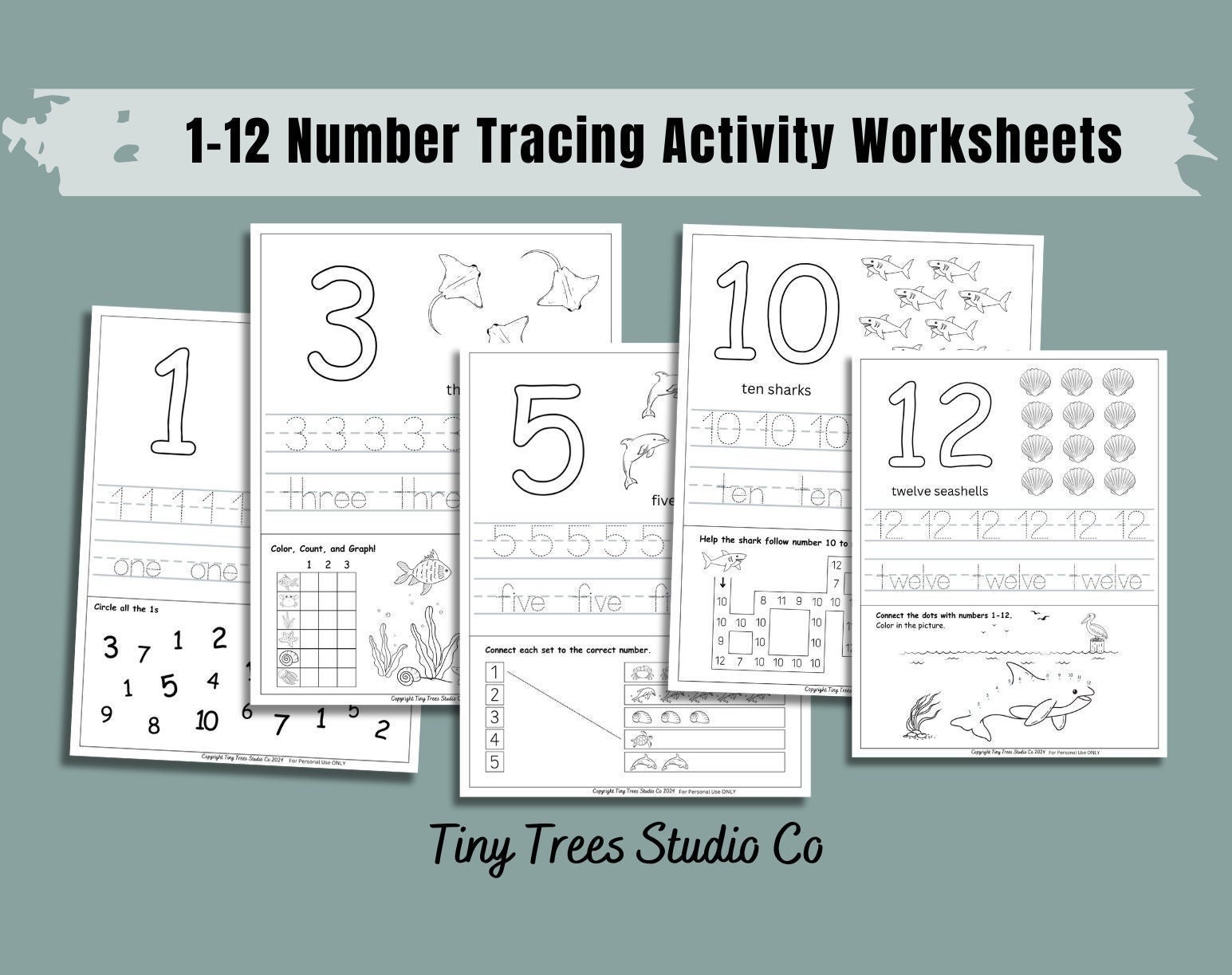 1-12 Number Tracing Activities Bundle, Preschool and Kindergarten ...