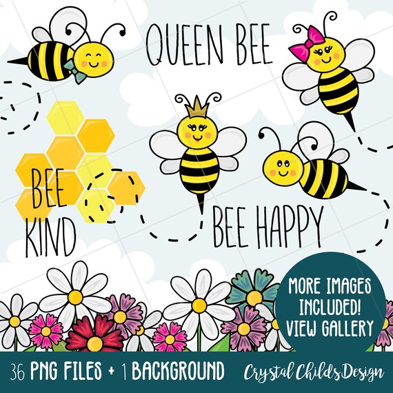 Bee and Flower PNG Clipart Bee and Flower Clipart Bee - Etsy