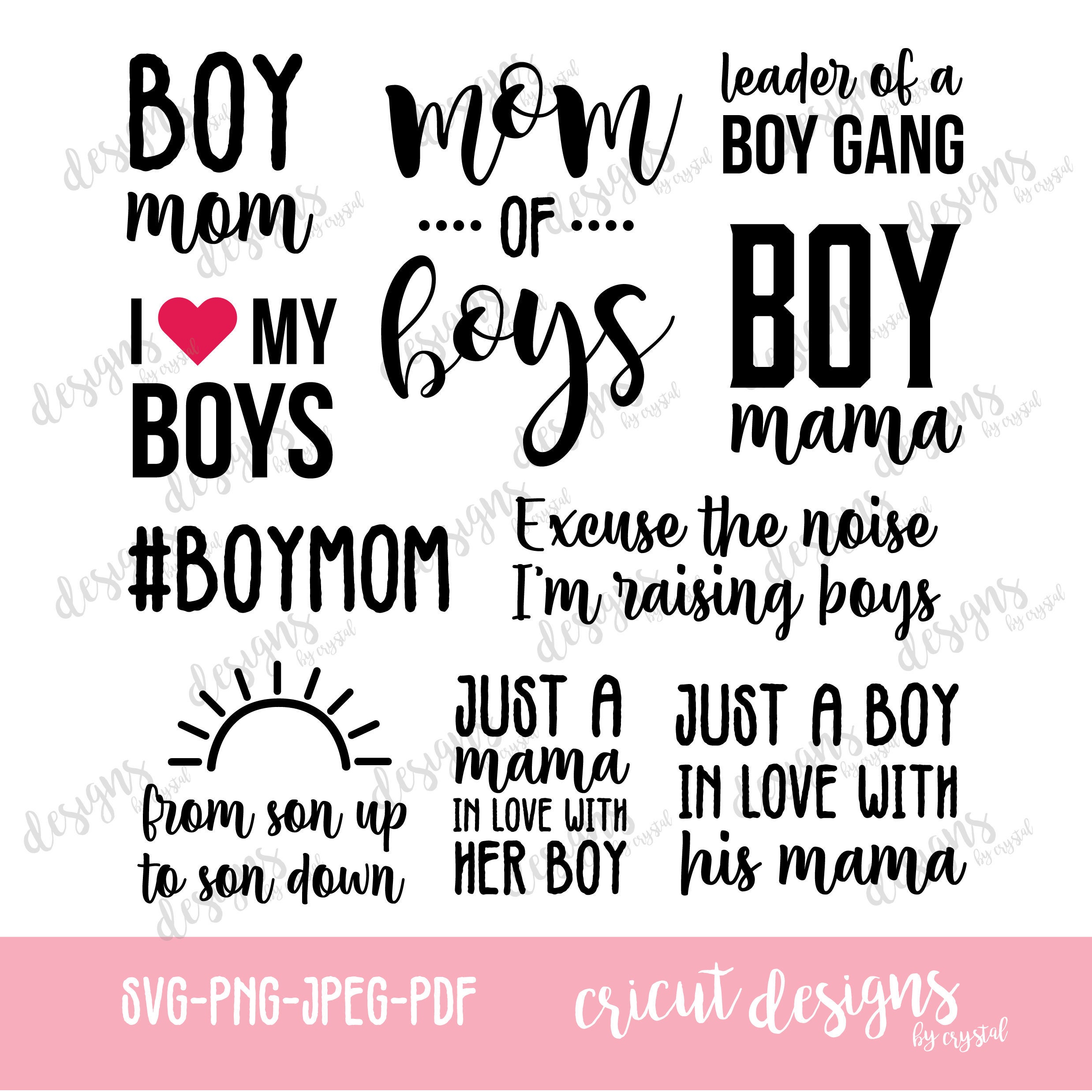 Boy Mom SVG Bundle Cricut Boy Mama SVG Bundle SVG Mom of - Etsy