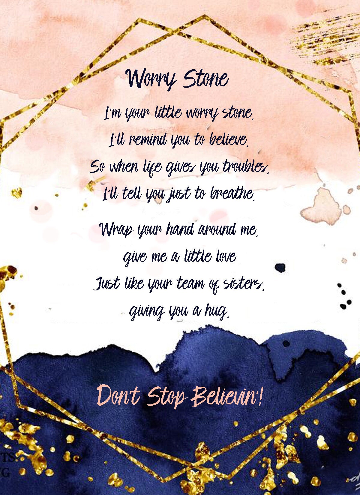 Worry Stone Gift Bag Tag - Girl's Team Gift Digital Download - Etsy