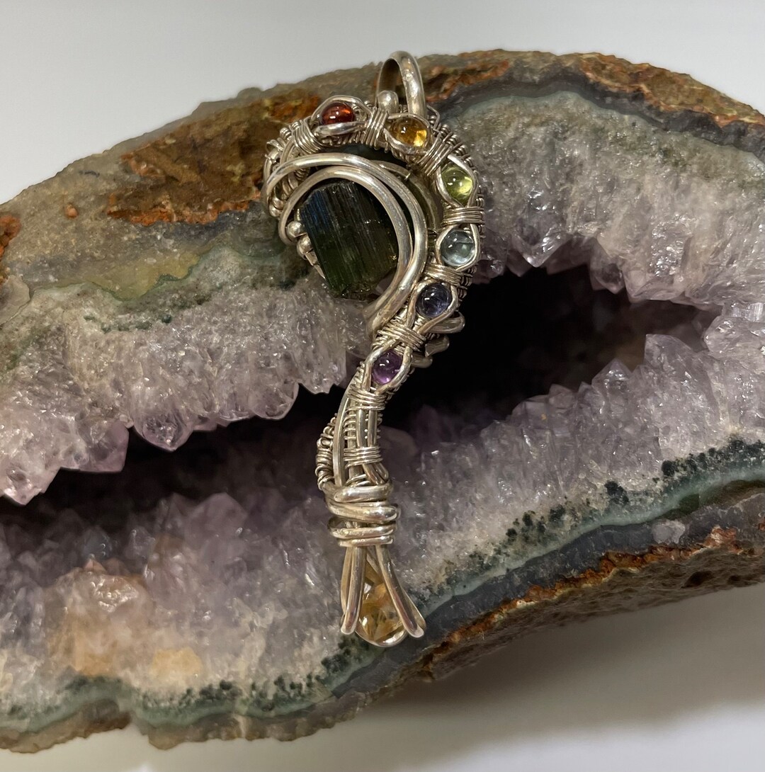 Wire Wrapped Question Mark Tipper Pendant Sterling Silver Chakra Heady ...