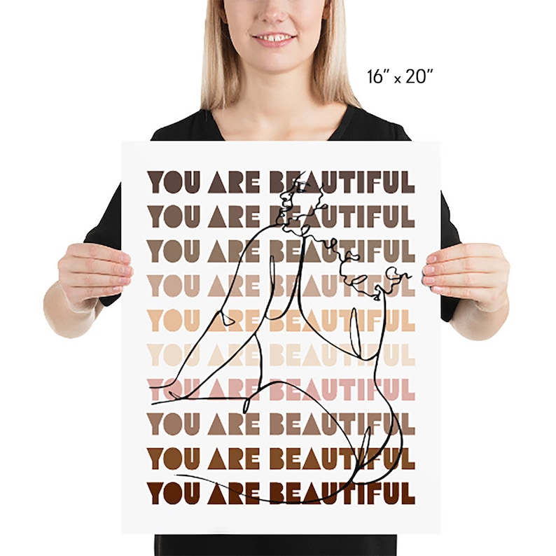 Body Positive Line Drawing You Are Beautiful 8 X | Etsy