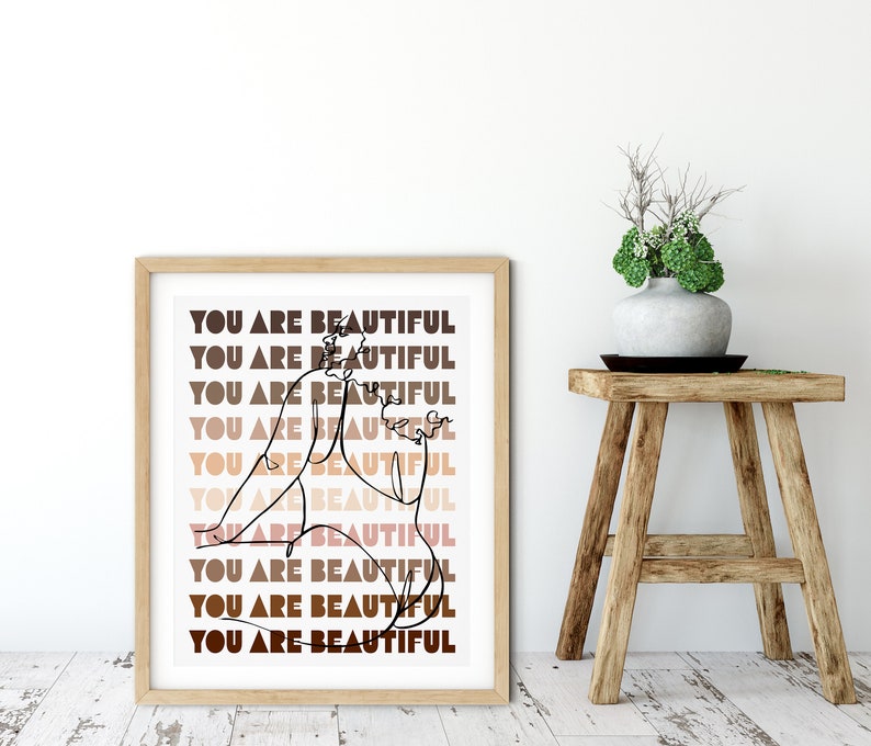 Body Positive Line Drawing You Are Beautiful 8 X | Etsy