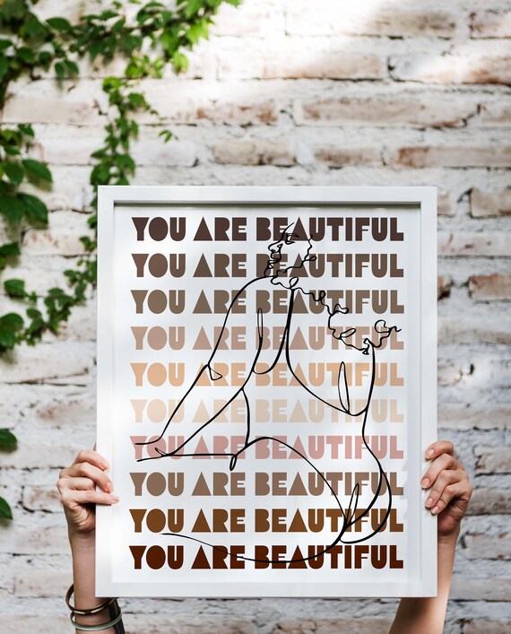 Body Positive Line Drawing You Are Beautiful 8 X | Etsy