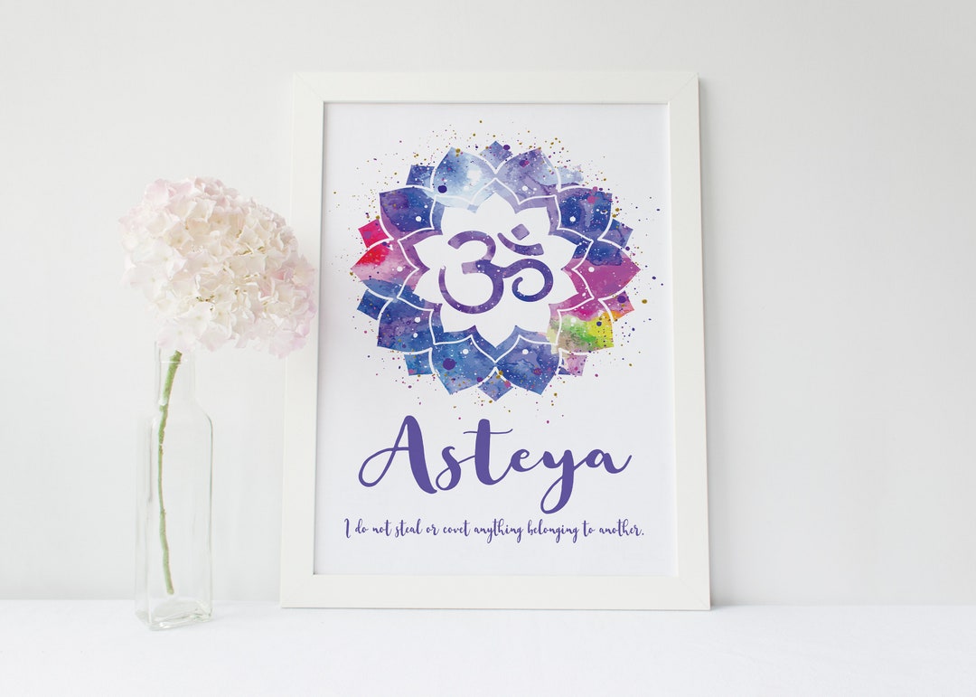 Asteya Art Printable With Lotus Flower and OM Symbol Patanjali's Yoga ...