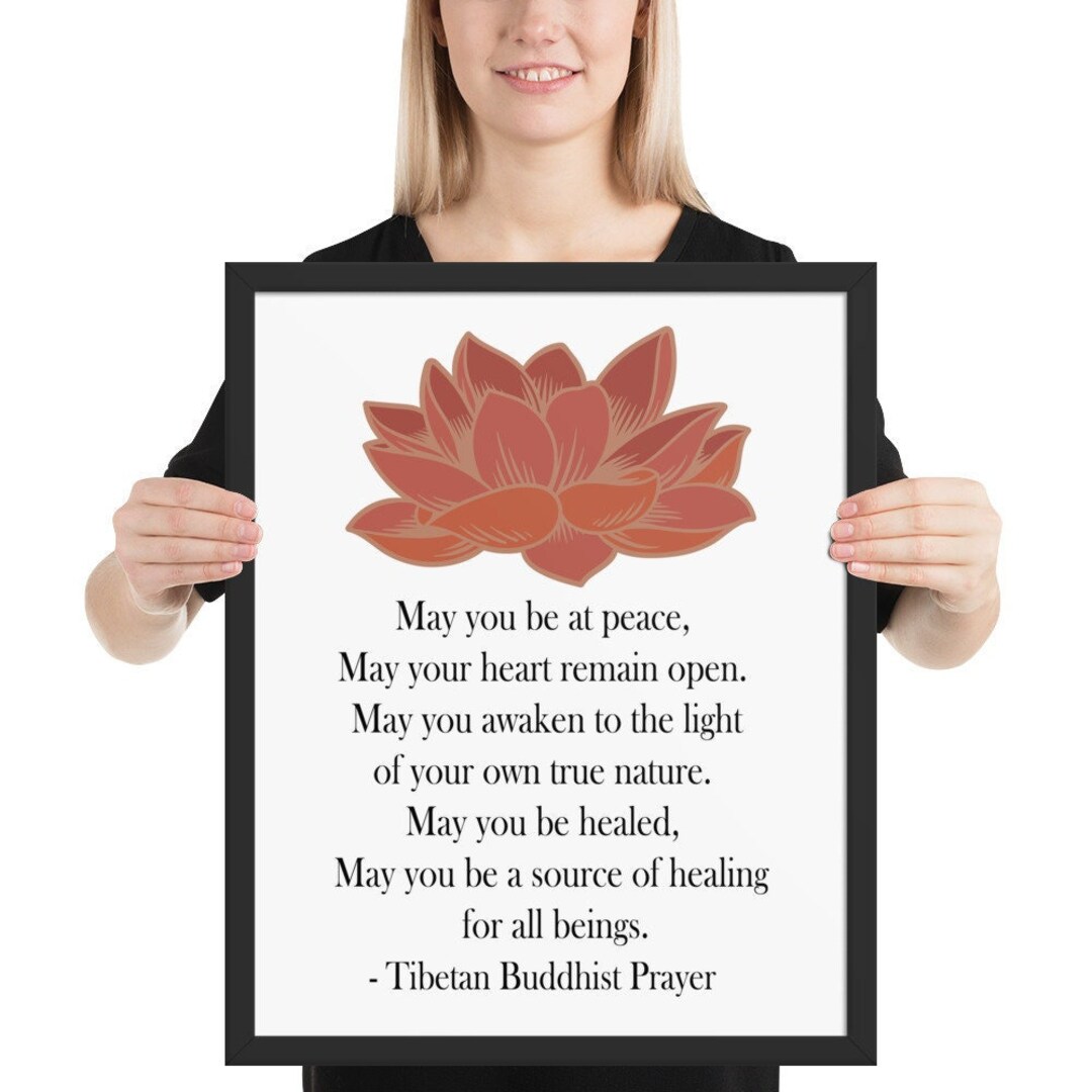 Traditional Buddhist Blessing With Lotus Flower 16 X 20 Framed Wall Art ...