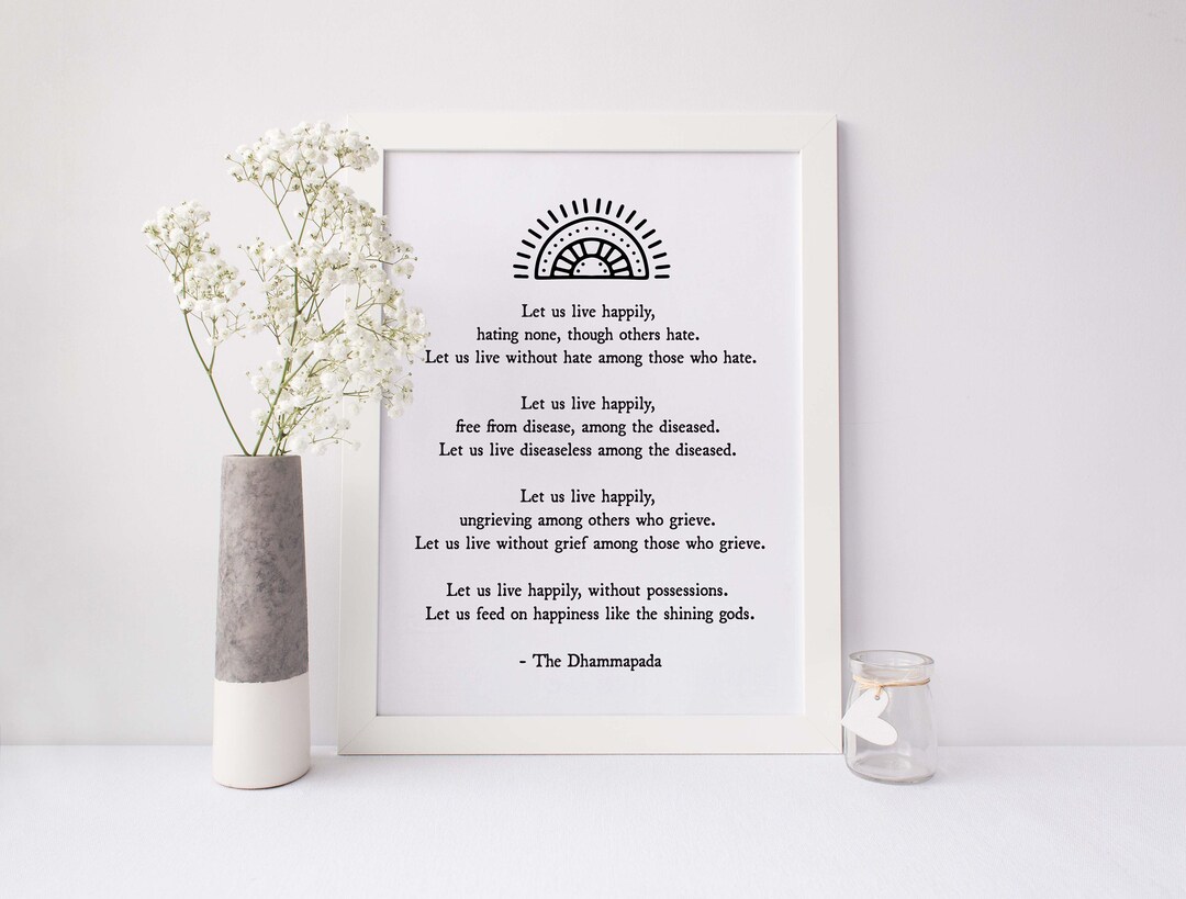 The Dhammapada Buddhist Text Printable, Happiness Verses, Buddha ...