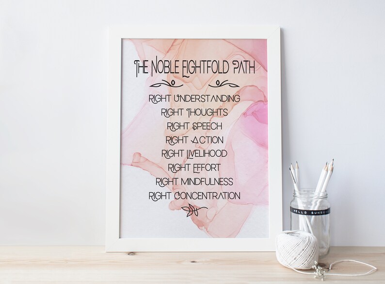 Buddhist Noble Eightfold Path Printable Art With Soft Ink - Etsy