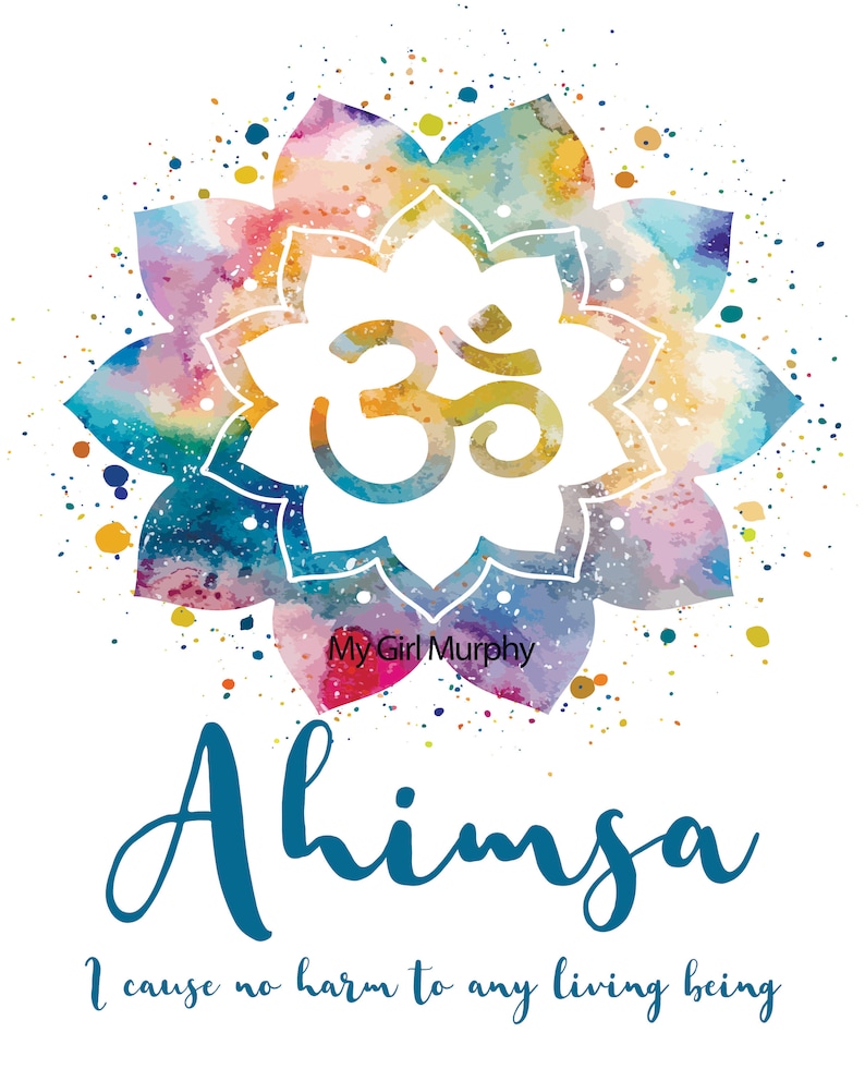 Ahimsa Printable Art With Watercolor Lotus Spiritual Yoga - Etsy