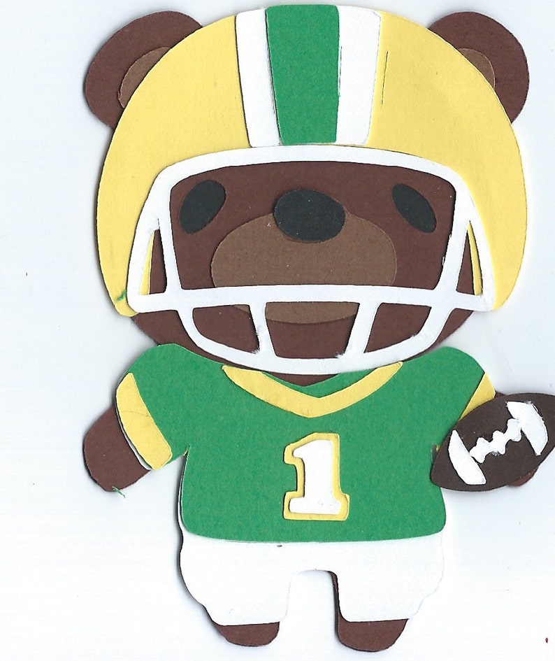 Teddy Bear Football Player Die Cut - Etsy