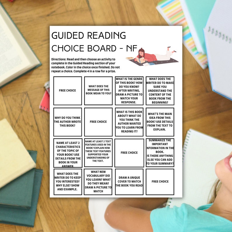 Fiction and Non-fiction Reading Choice Board, Homeschool, Elementary ...