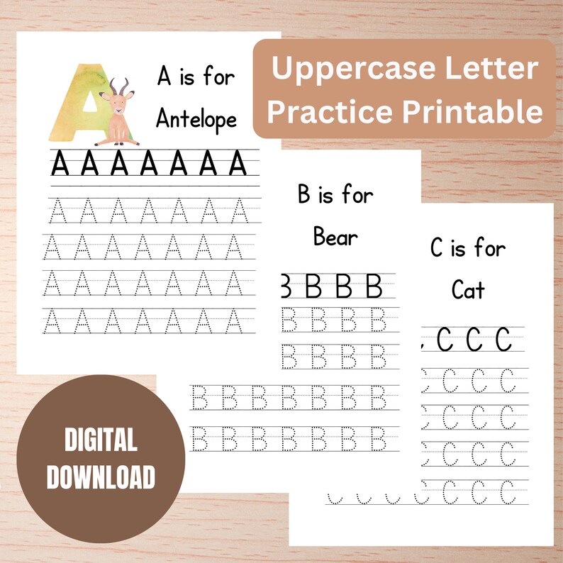 Uppercase Alphabet Letter Practice Printable - Etsy