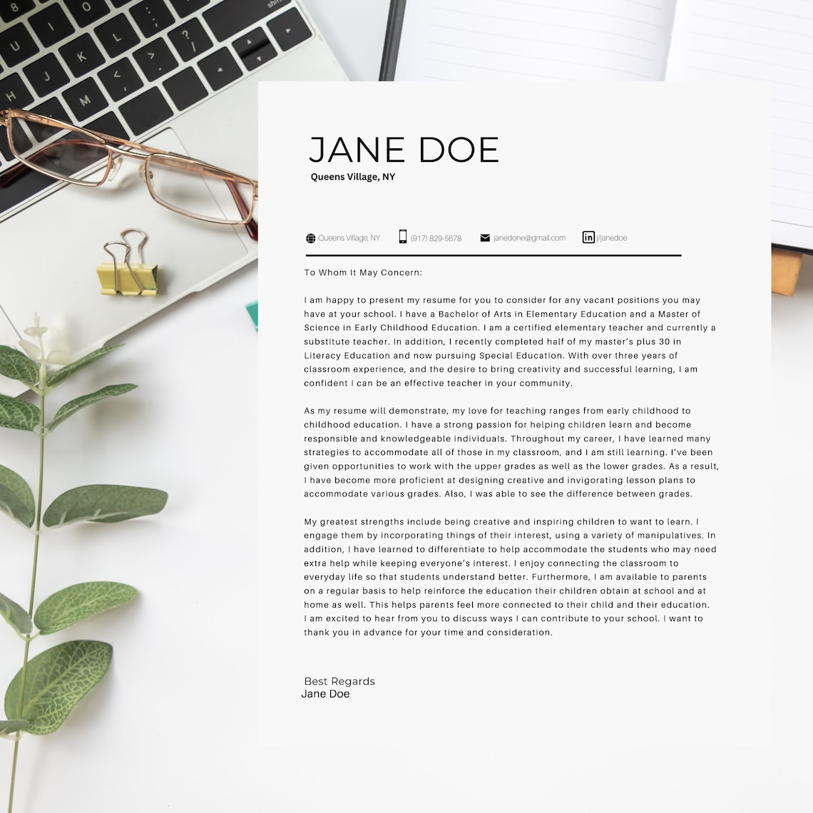 Cover Letter Template With Sample Letter | Job Application | Cover Page ...