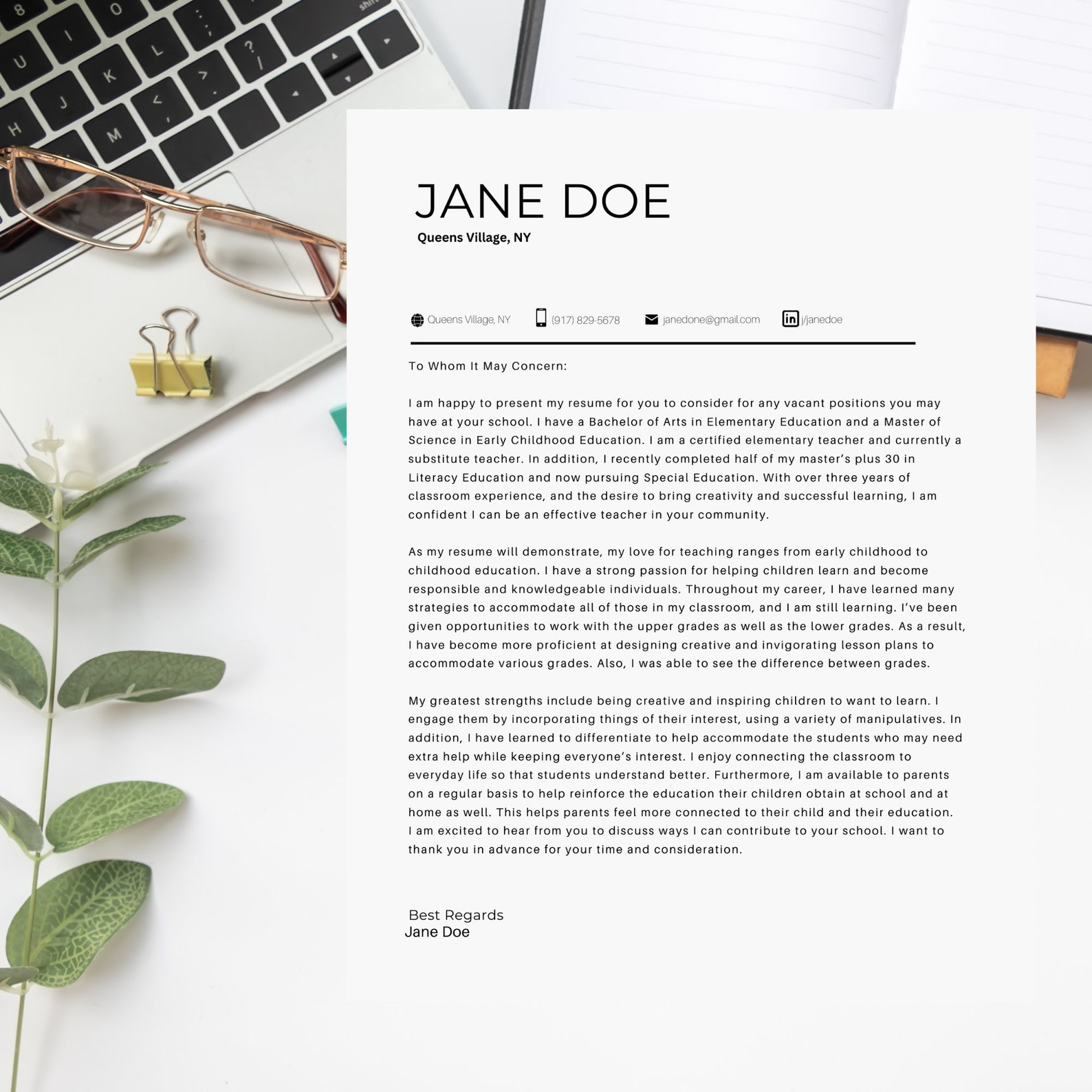 Cover Letter Template With Sample Letter | Job Application | Cover Page ...