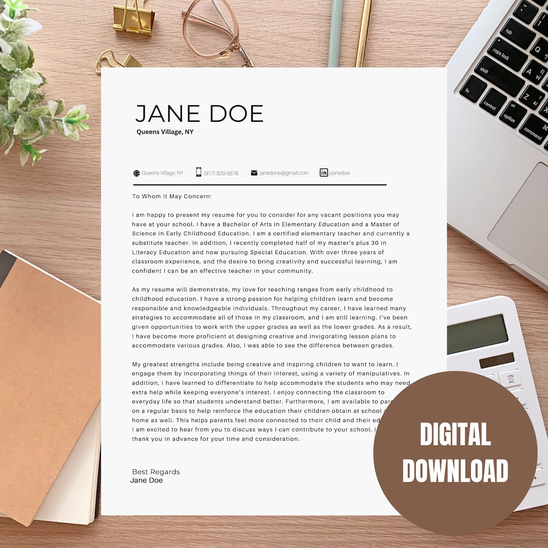 Cover Letter Template With Sample Letter | Job Application | Cover Page ...