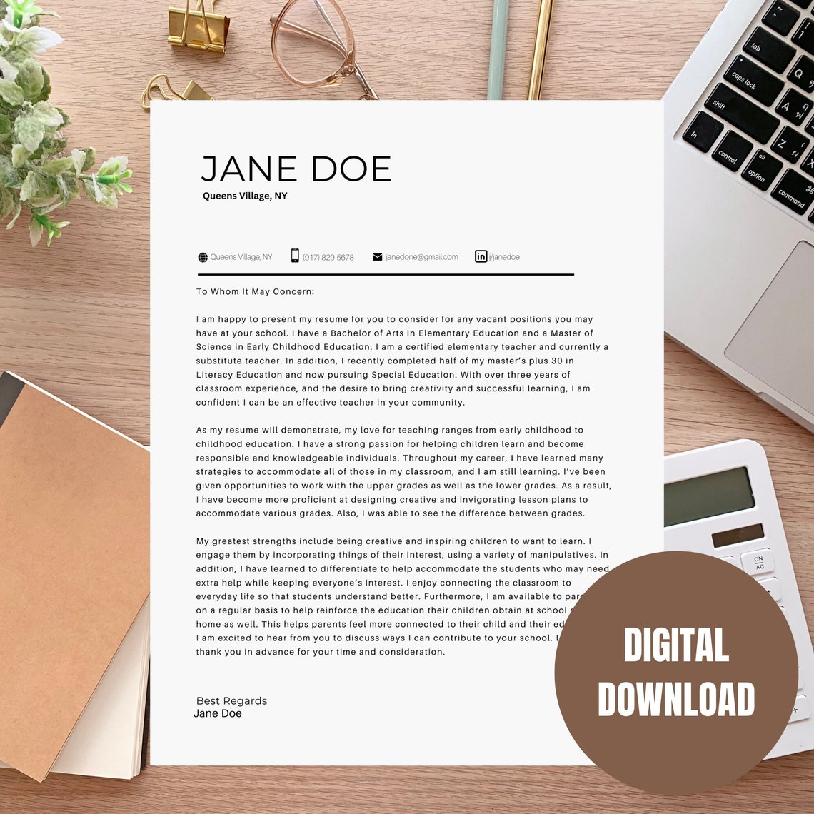 Cover Letter Template With Sample Letter | Job Application | Cover Page ...