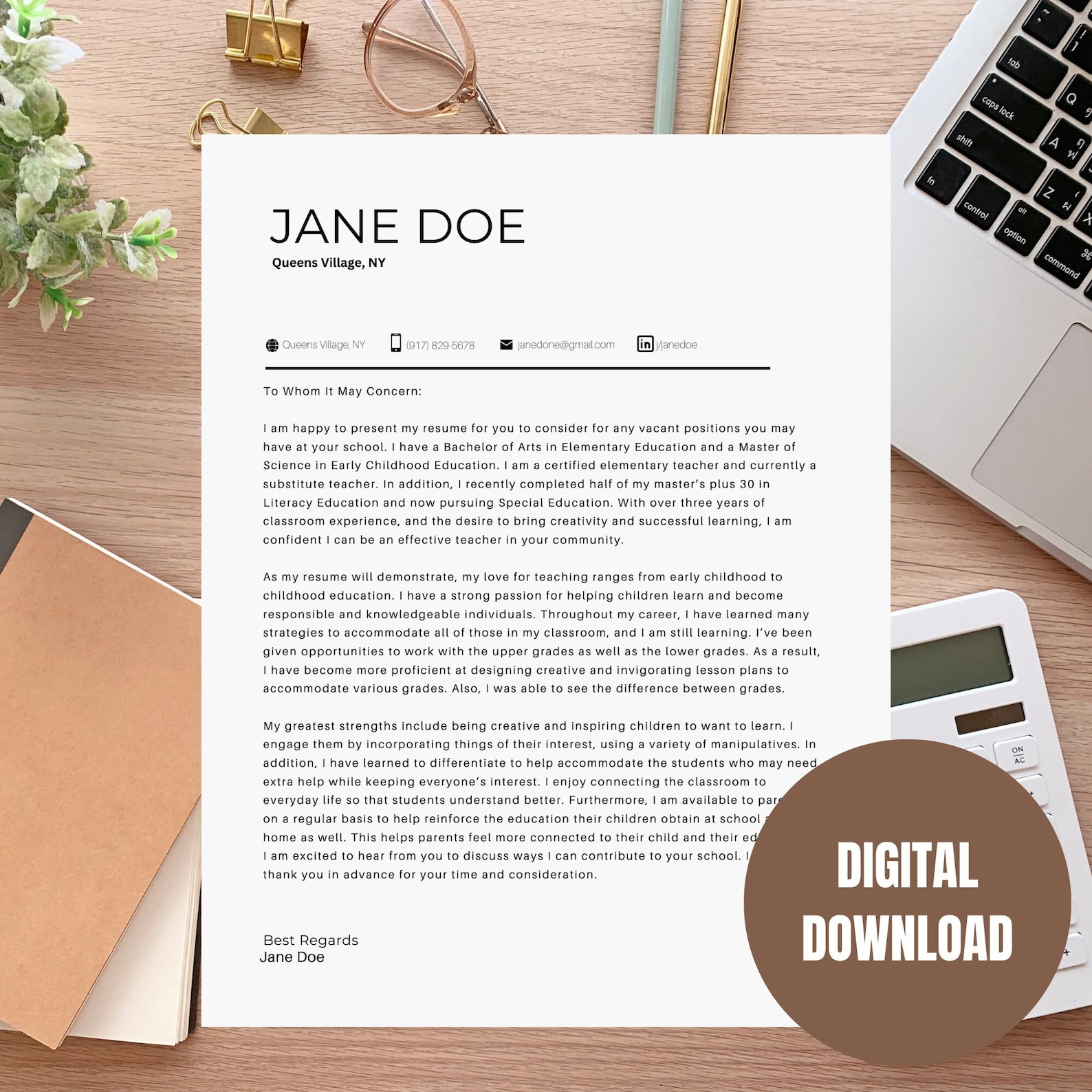 Cover Letter Template With Sample Letter | Job Application | Cover Page ...