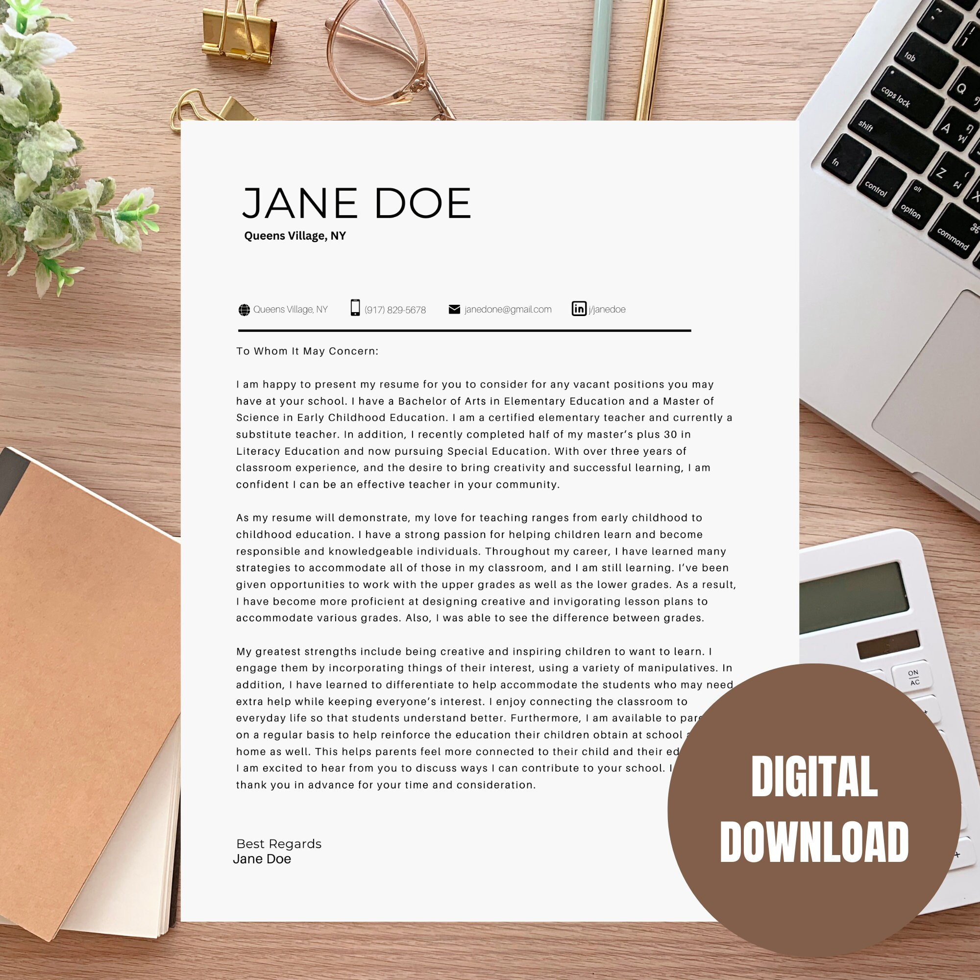 Cover Letter Template With Sample Letter | Job Application | Cover Page ...