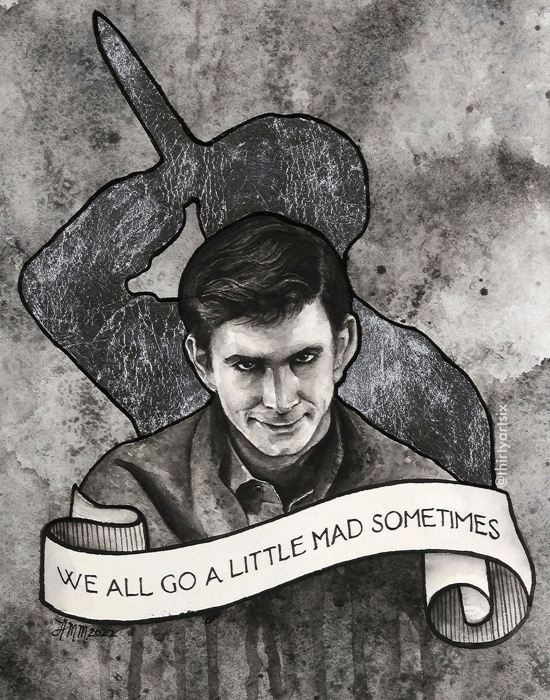 Psycho - Norman - Bates - Horror - Hitchcock - Watercolor Art Print - Etsy
