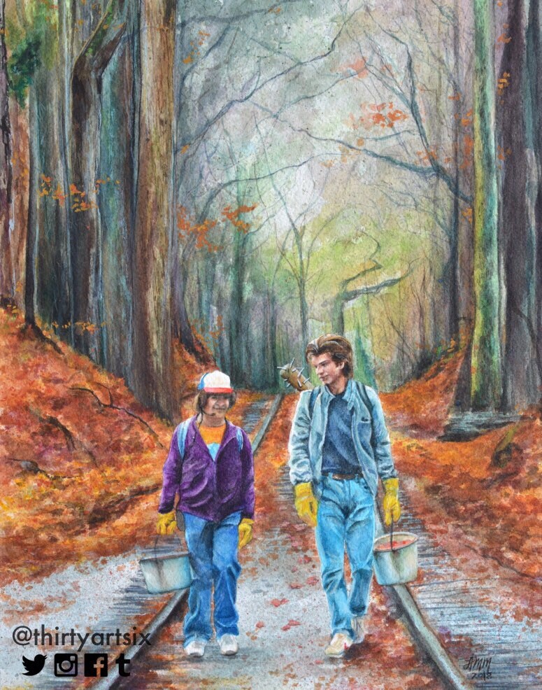 Steve and Dustin Stranger Things Watercolor 11x14 Art - Etsy