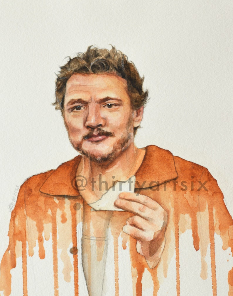 Pedro Pascal Eating Sandwich Meme - Watercolor Painting - Art Print - Etsy