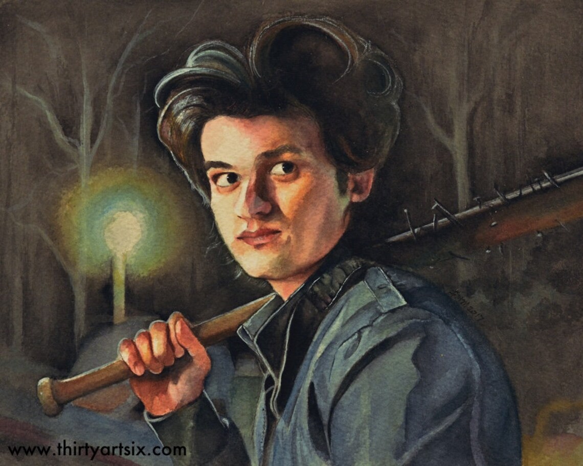 Steve -- Harrington - ORIGINAL Watercolor Painting 7.75x9.75" - Etsy.de
