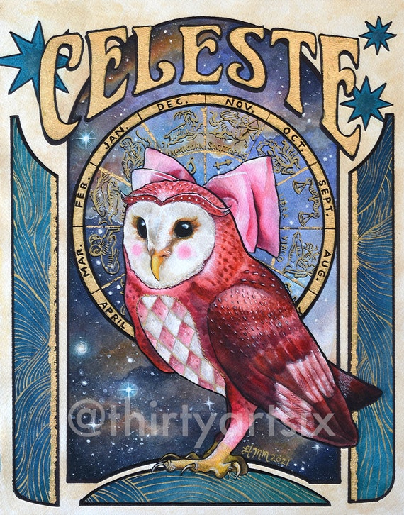 Zodiac Owl Celeste Animal Xing Watercolor | Etsy