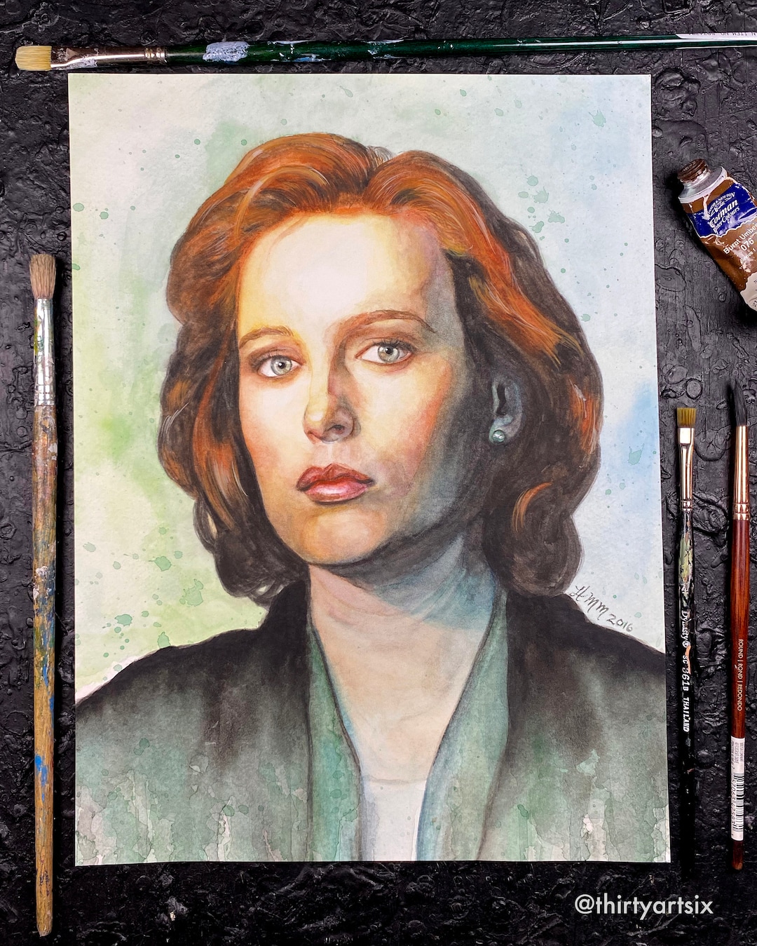 Gillian Anderson ORIGINAL Watercolor Painting 9x12" - Etsy