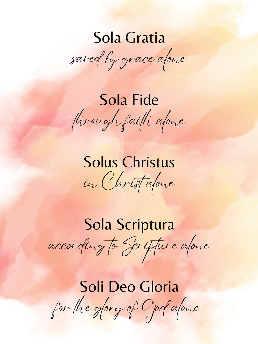 Five Solas Protestant Reformation Print Digital - Etsy