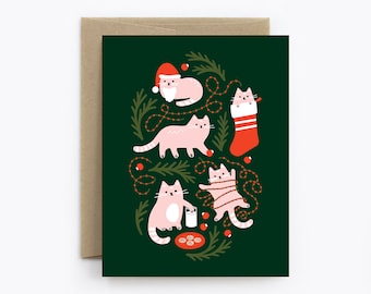 Cat christmas card | Etsy