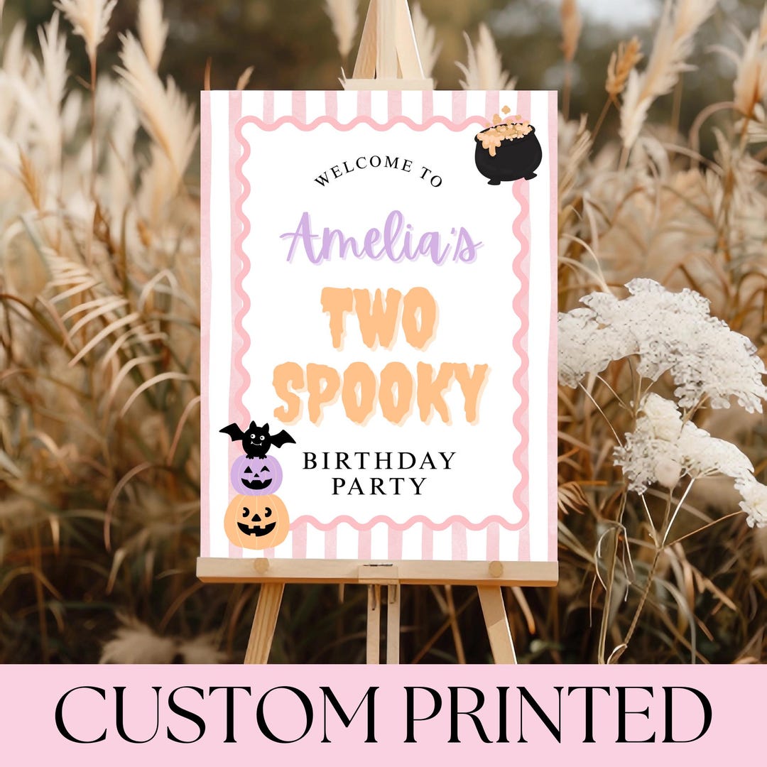 PRINTED Two Spooky Birthday Sign | 2nd Birthday Party Welcome Poster ...