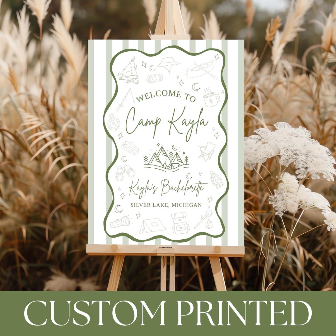 PRINTED Camp Bach Bachelorette Party Welcome Sign | Custom Glamping ...