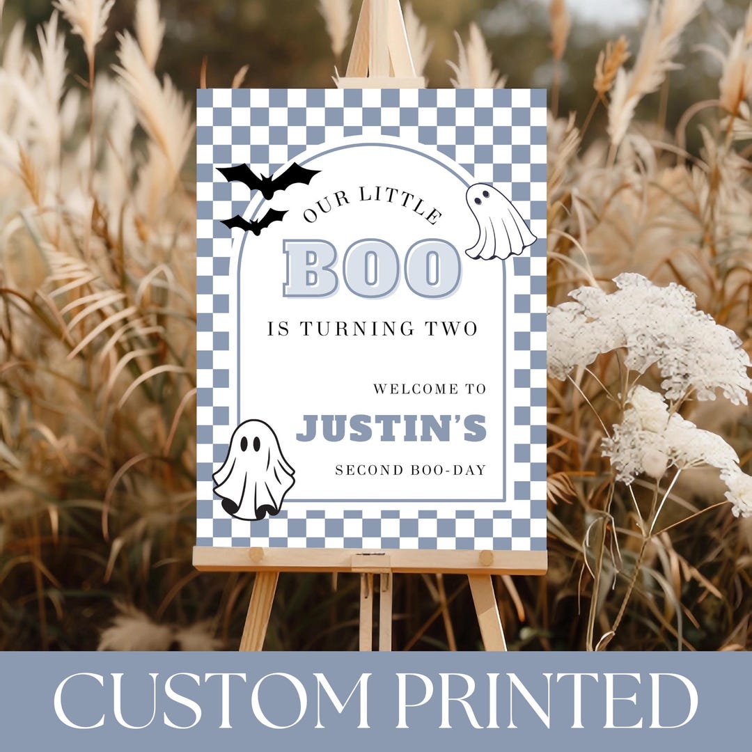 PRINTED Our Little Boo is Two Birthday Sign | 2nd Birthday Party ...