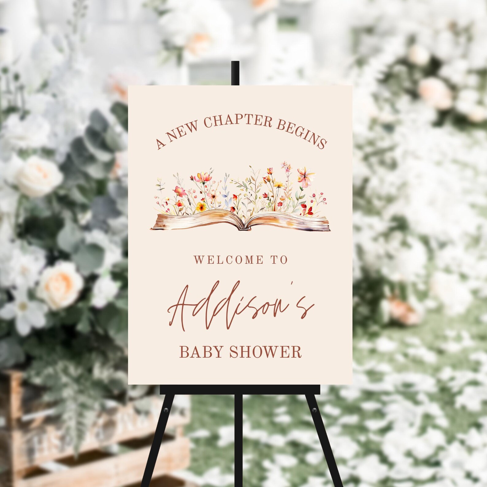 PRINTED Baby Shower Welcome Sign | A New Chapter Begins | Poster Paper ...
