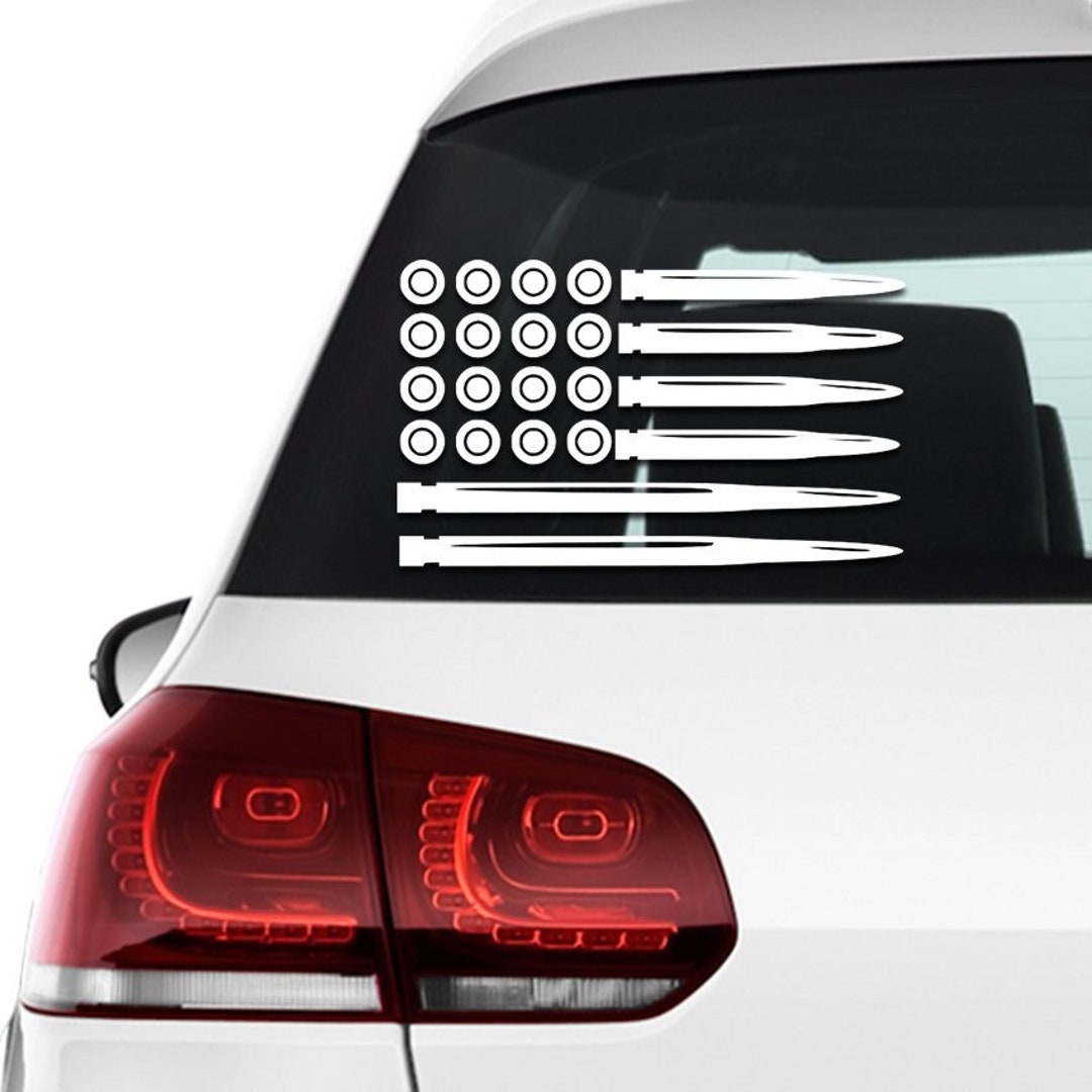 American Flag Car Decal, Made of Bullets, Second Amendment Patriotic ...