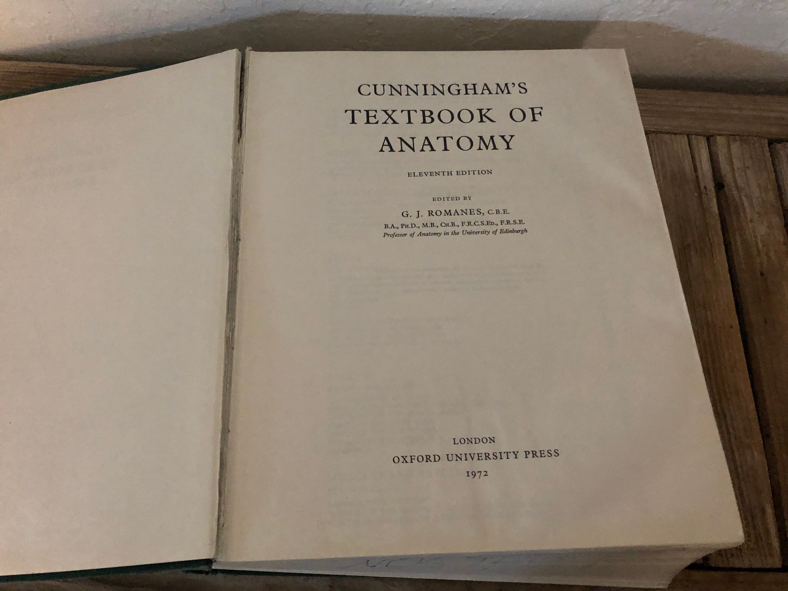 Vintage Book Titled Cunningham's Textbook of Anatomy Oxford University ...