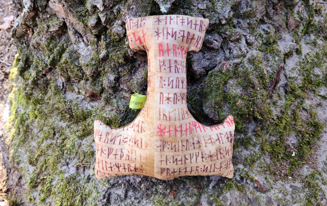 Thor's Hammer Plush Stuffed Toy - Runes Mjolnir - Heathen Pagan Viking ...