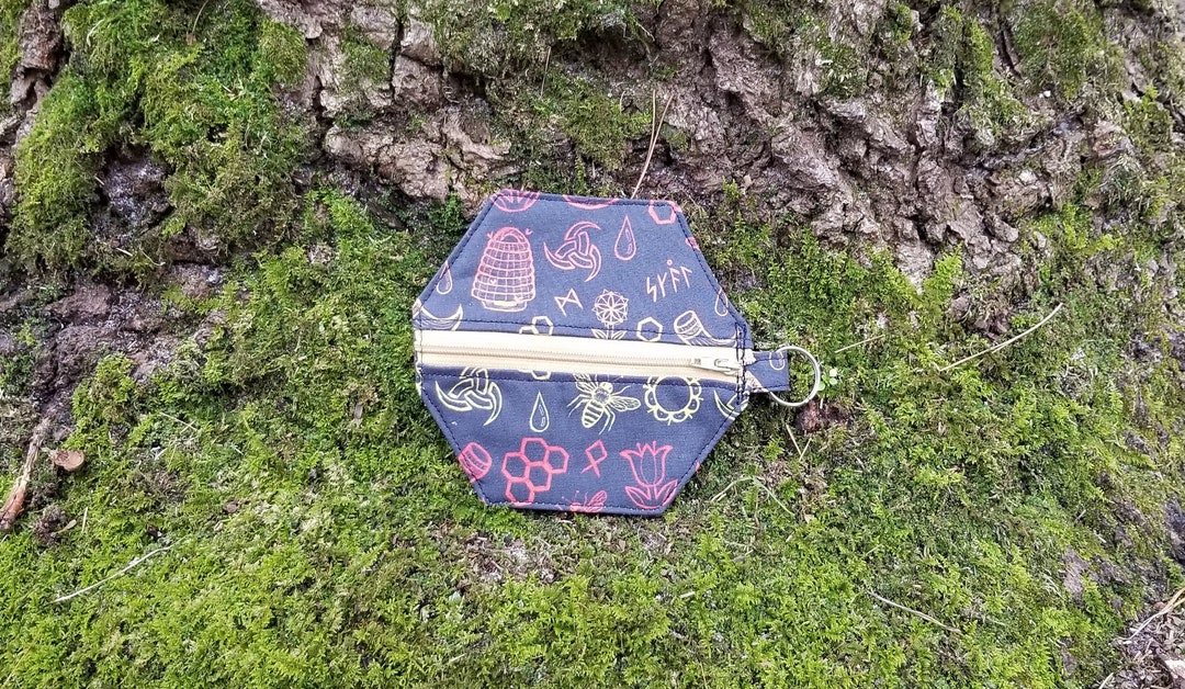 Viking Bees and Mead Honeycomb Zipper Pouch - Viking Coin Purse - Rune ...