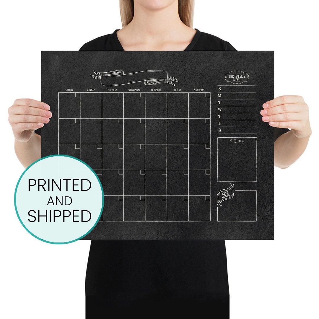 Chalkboard Calendar, Monthly Wall Calendar, Monthly Fill in Calendar ...