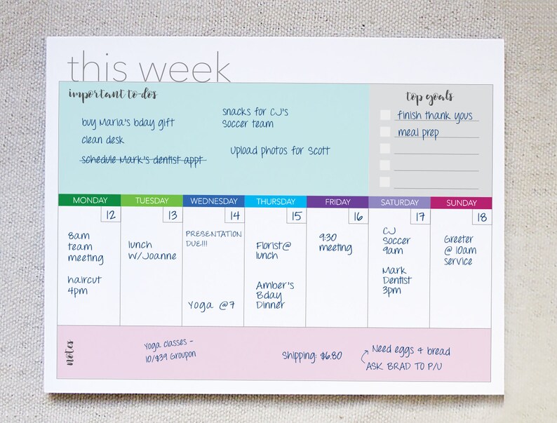 PRINTABLE Weekly Planner, Printable Weekly Calendar, Printable Weekly ...