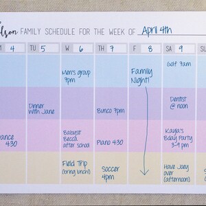 Printable Custom Family Weekly Schedule // Printable Planner ...