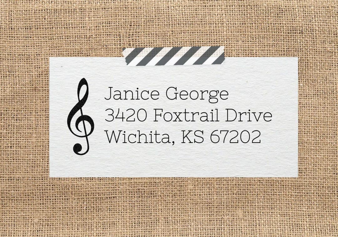 Music Lover Return Address Stamp, Treble Clef (self-inking or Wood) - Etsy