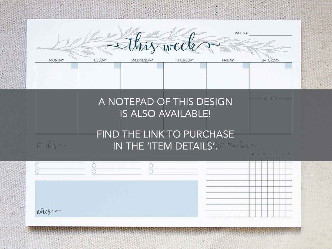 Printable Weekly Calendar, Weekly Agenda, Printable Weekly To-do List ...