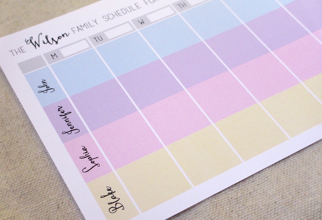 Printable Custom Family Weekly Schedule // Printable Planner ...