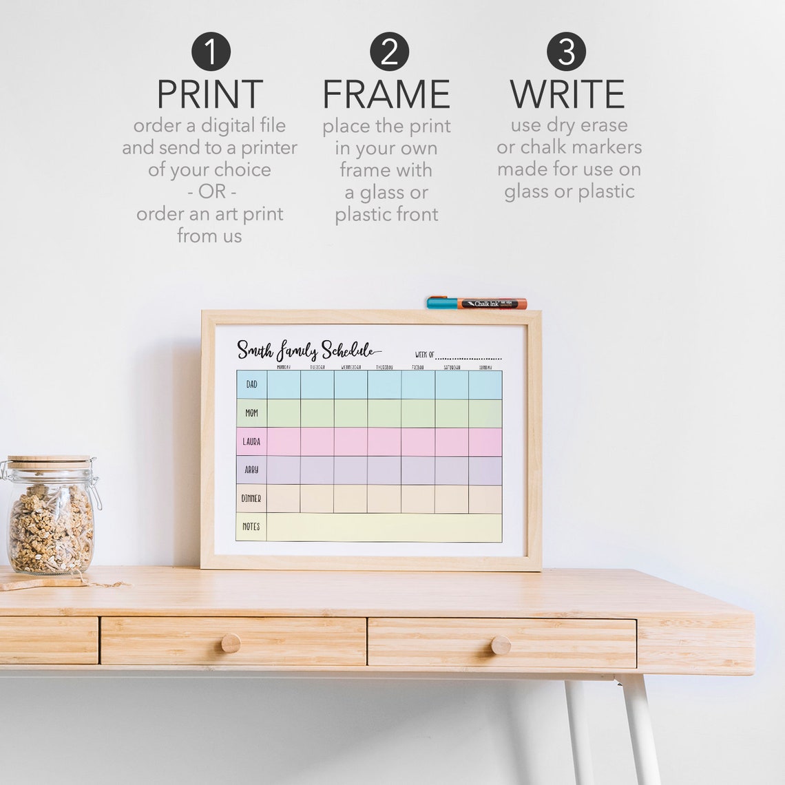 Printable Dry Erase Board -- Family Weekly Calendar // Family Schedule ...
