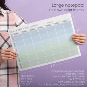 Custom Family Weekly Schedule Notepad // Organizational Pad // Custom ...