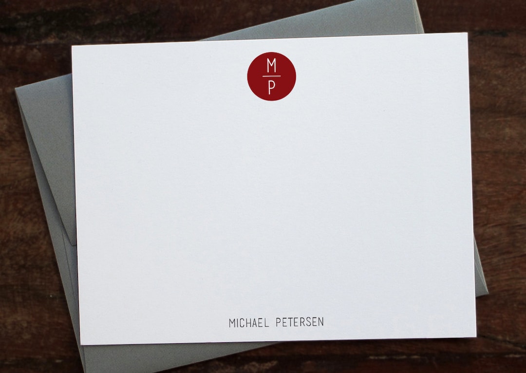 Flat Notecards -- Monogram Circle, Custom Notecards, Personalized ...