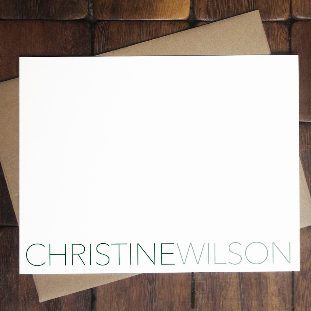 Flat Notecards -- Modern Name, Custom Notecards, Personalized ...